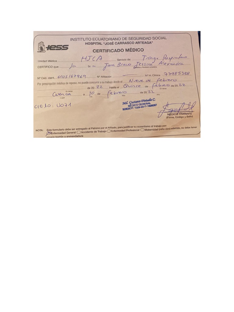 Certificado Reposo | PDF