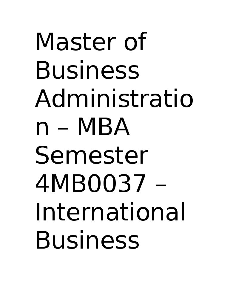 MBA International Business Assignment | PDF | Career & Growth