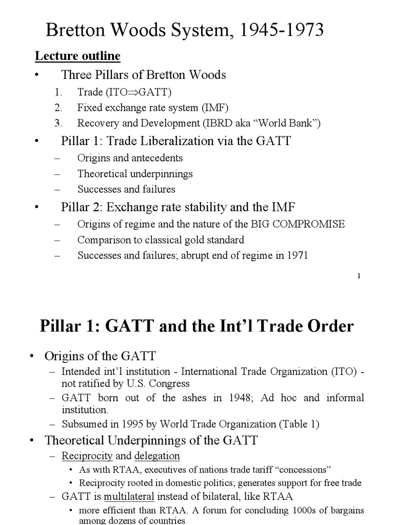Bretton Woods System Overview 1945-1973 | PDF | Fixed Exchange Rate ...