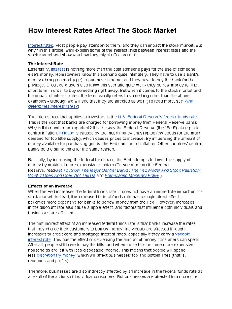How Interest Rates Affect the Stock Market | Financial Economics ...