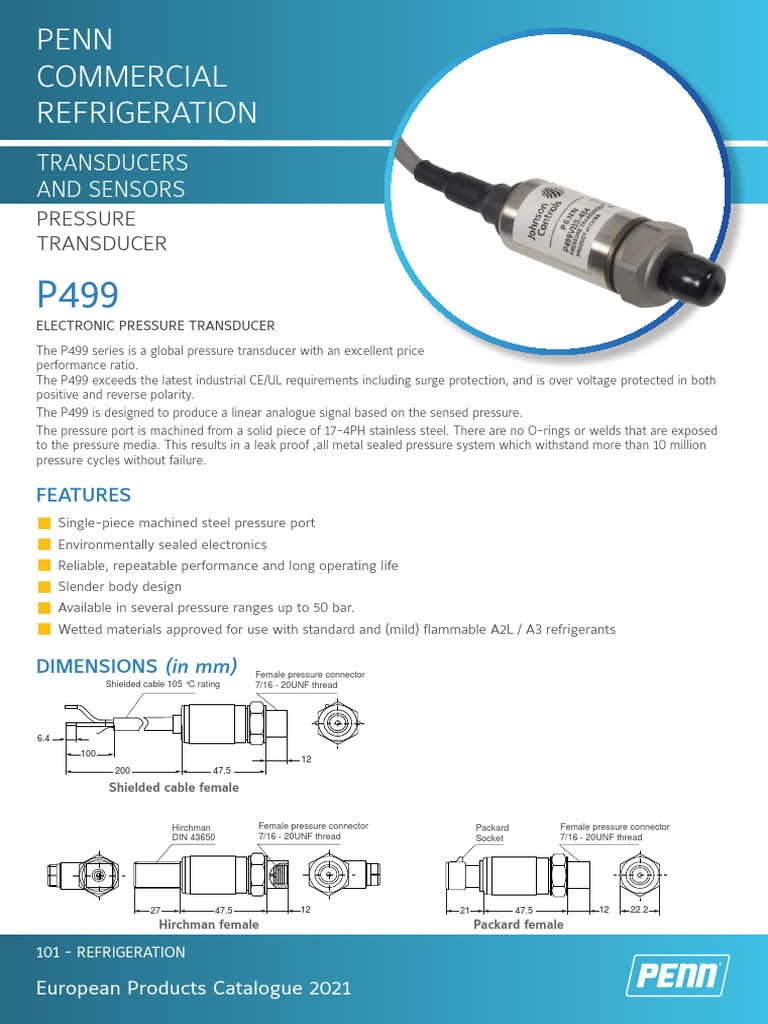 Penn Commercial Refrigeration: Transducers and Sensors | Download Free ...