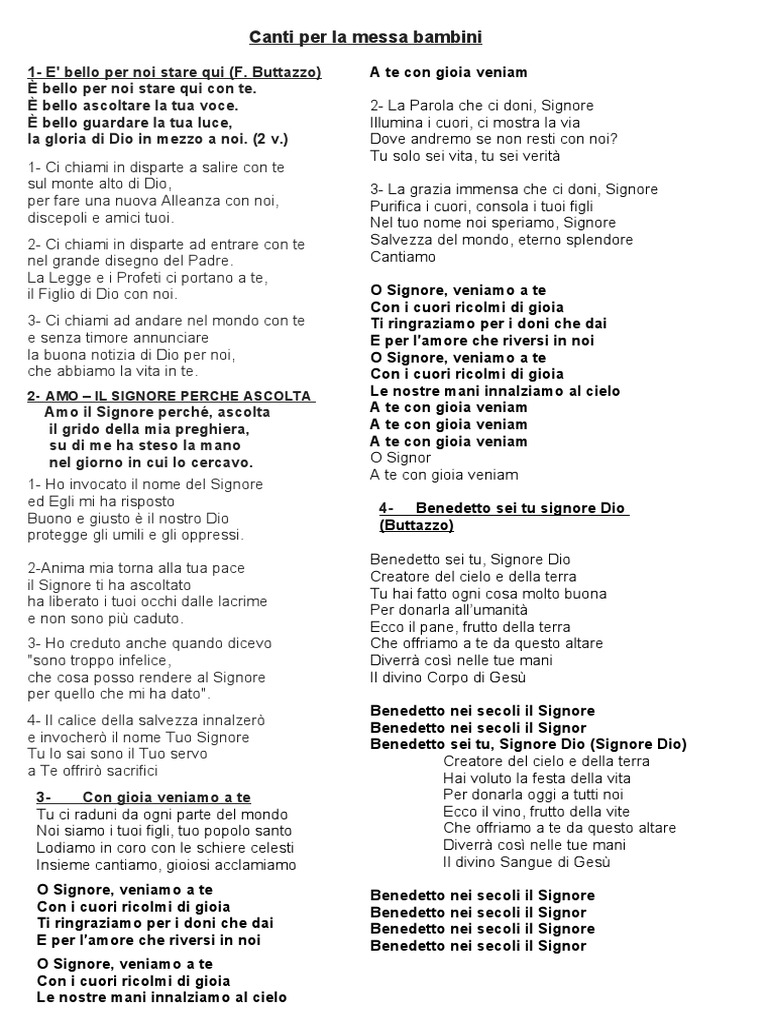 Canti Per La Messa Bambini Quaresima | PDF