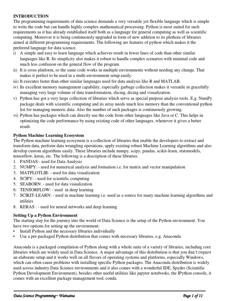 1 Introduction Python Programming For Data Science | PDF | Databases ...