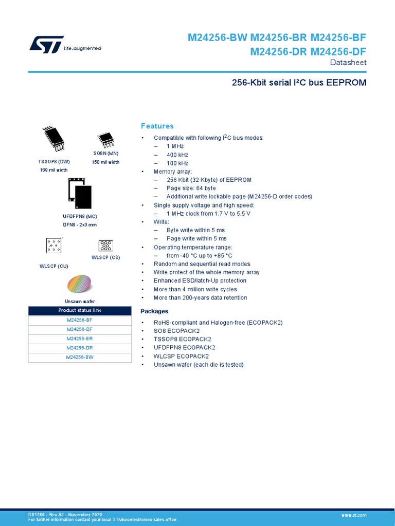 M24256-BW M24256-BR M24256-BF M24256-DR M24256-DF: 256-Kbit Serial I C ...