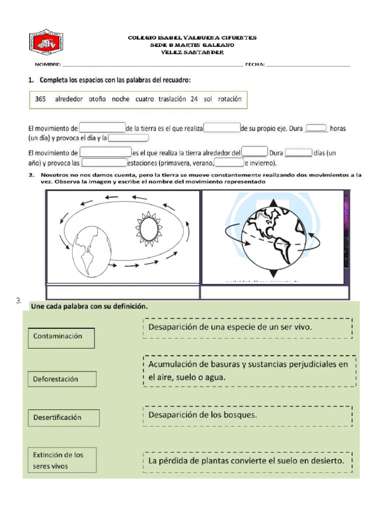 Evaluacion de La Tierra Movimientos de La Tierra. | PDF