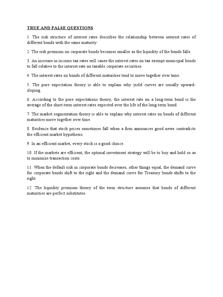 True and False Questions | PDF | Business