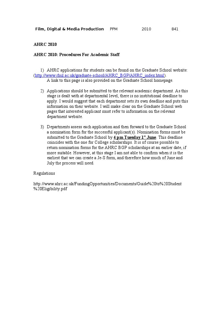 AHRC Application Procedures for Students | PDF