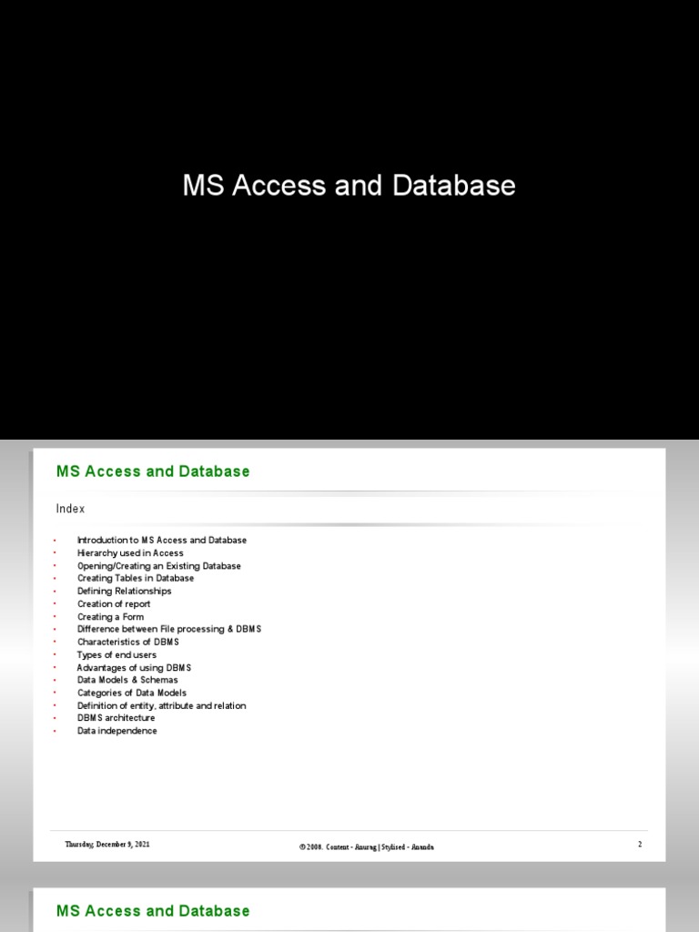 Ms Access and Database Fundamentals | PDF | Databases | Data Management