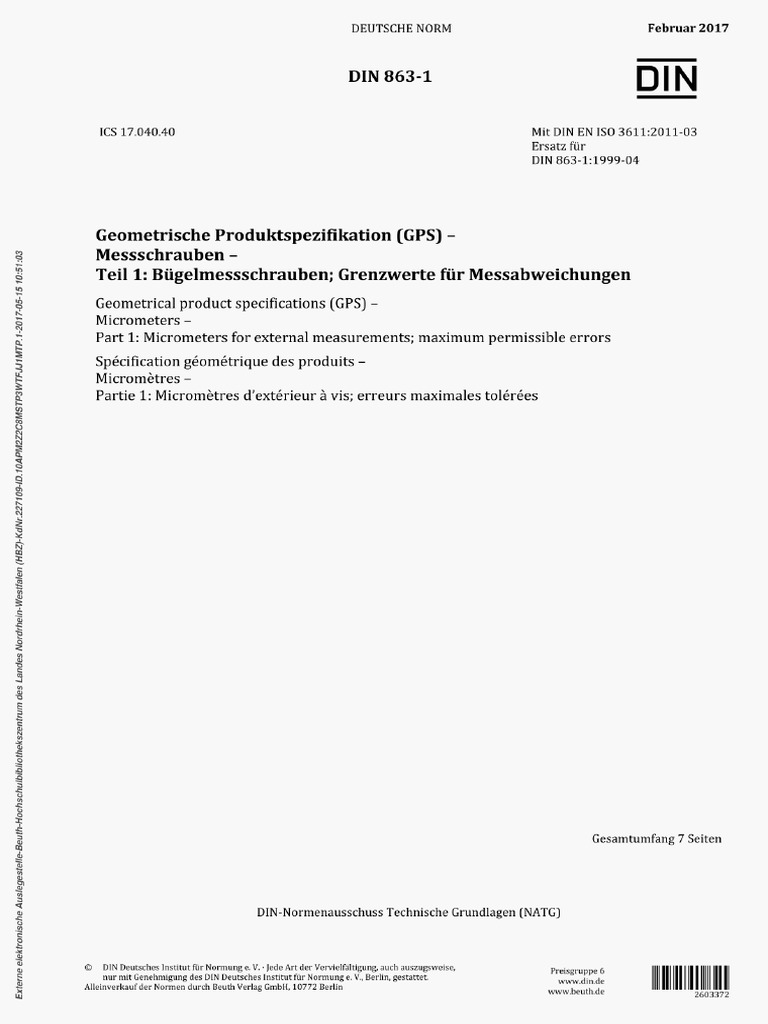 DIN 863-1-2017 Doutch | PDF