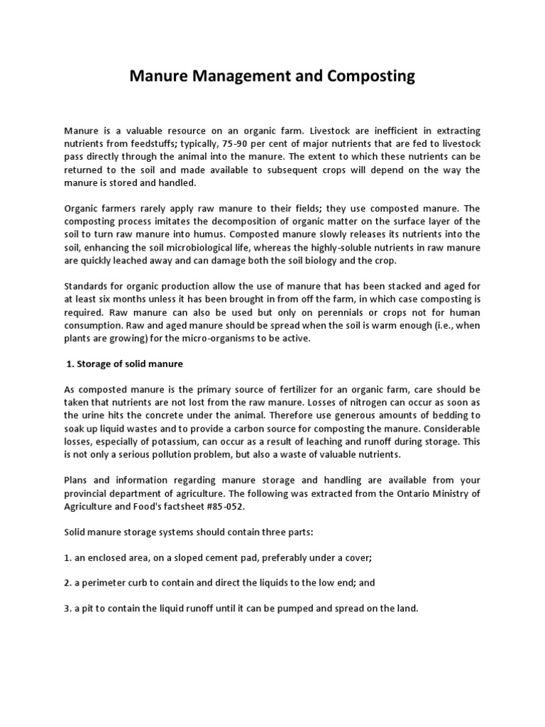 Manure Management and Composting | Compost | Manure