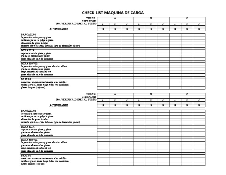 Check-List Maq. de Carga | PDF