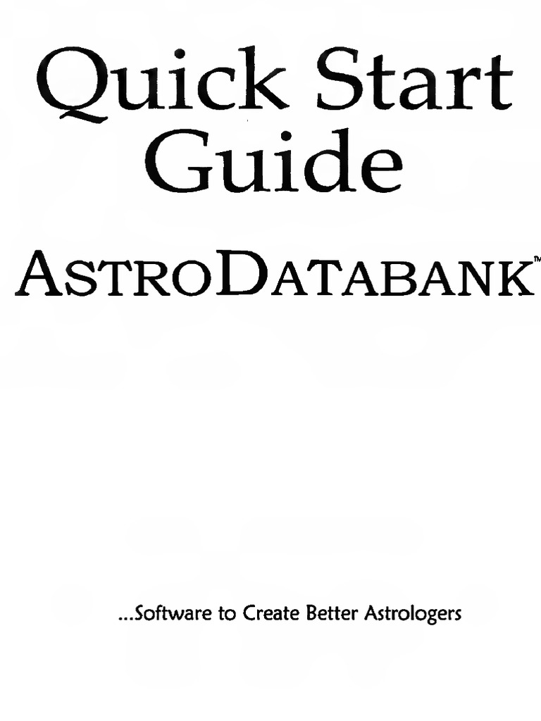 Quick Start Guide - Astrodatabank | PDF | Astrology | Esoteric Cosmology