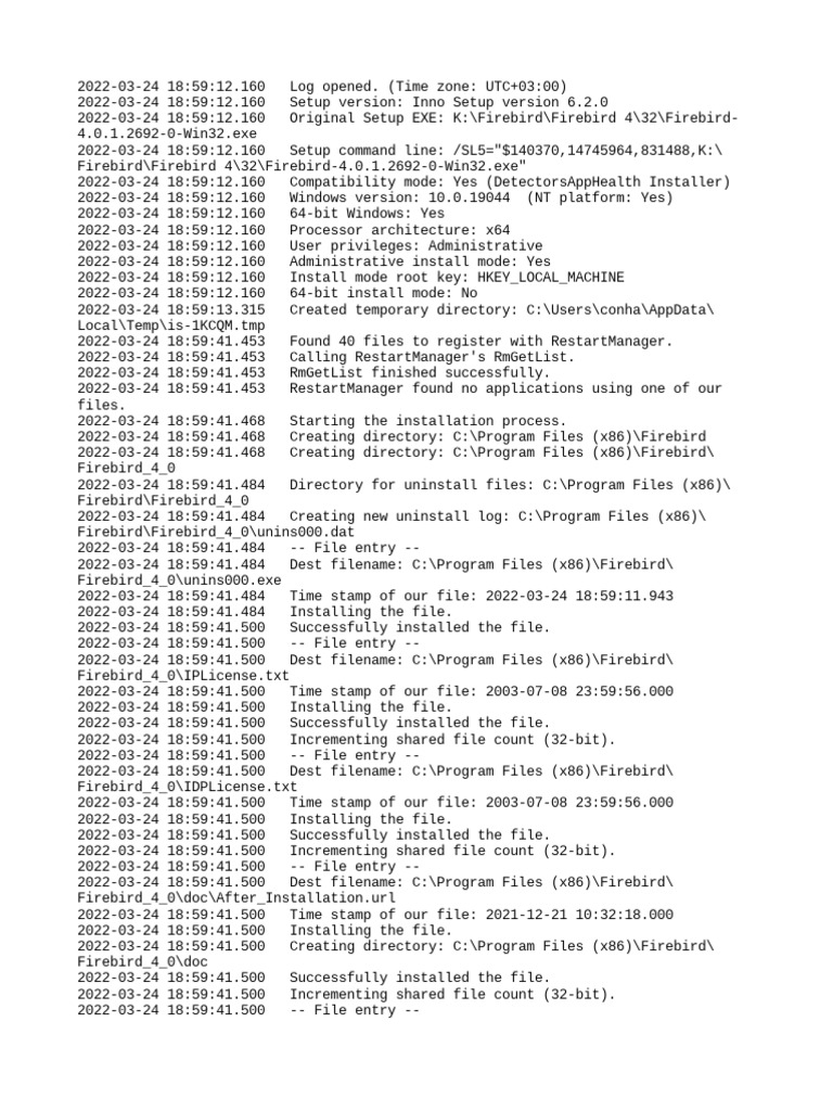 Setup Log 2022-03-24 #003 | PDF | Filename | Text File