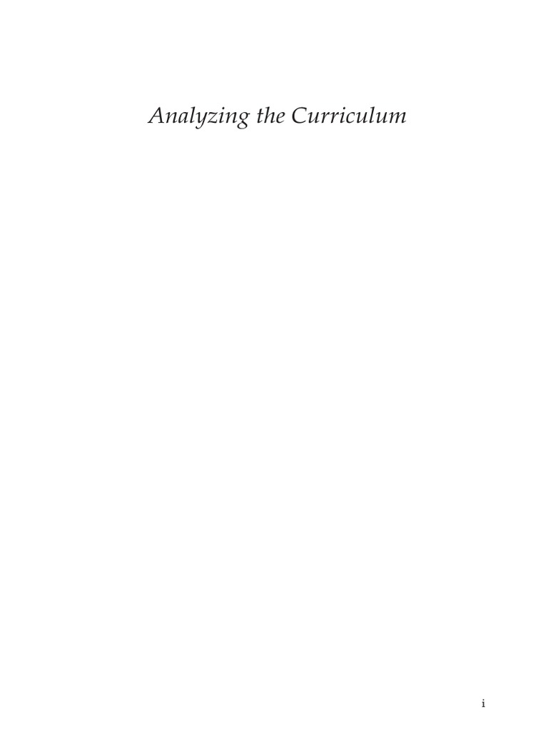 Analyzing The Curriculum by George J. Posner 25-54 | PDF | Curriculum ...