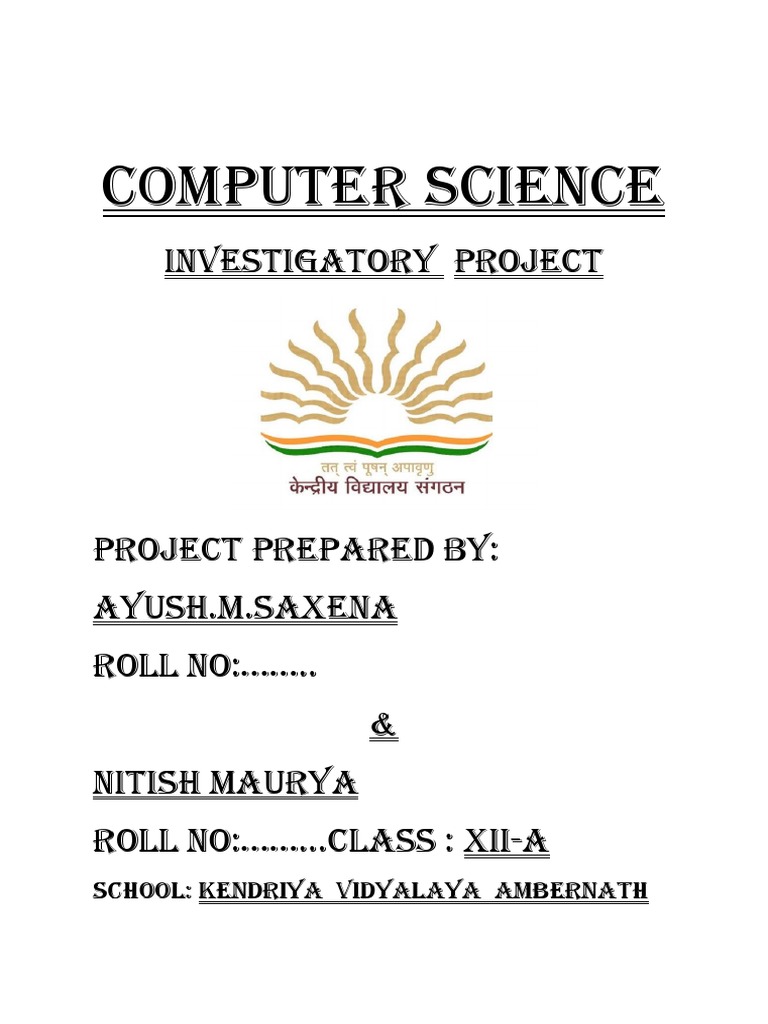 Computer Science: Investigatory Project | PDF | Python (Programming Language) | Software