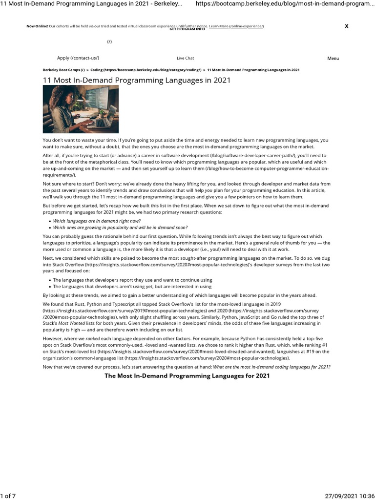 11 Most In-Demand Programming Languages in 2021 - Berkeley Boot Camps ...