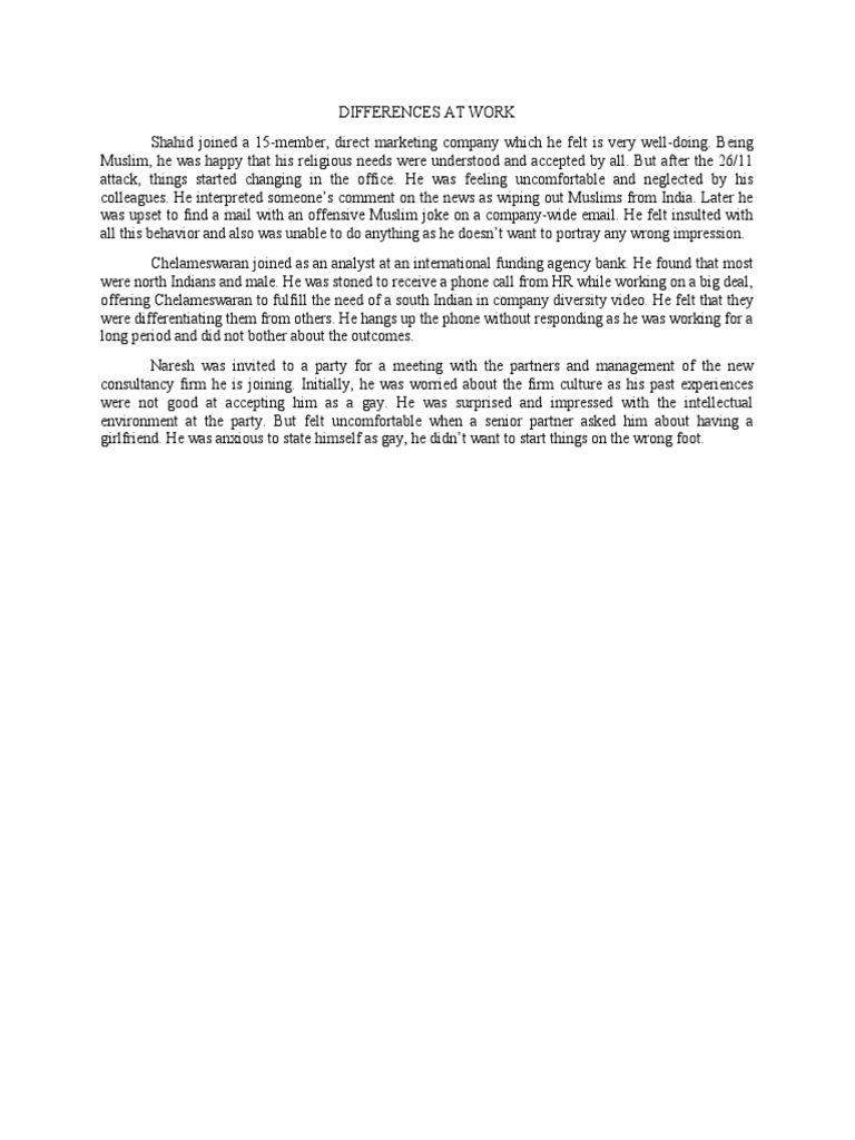 Differences at Work | PDF