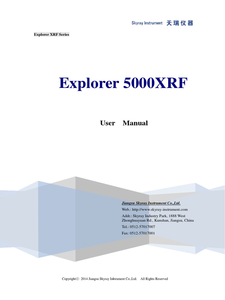 Explorer 5000XRF: User Manual | PDF | Energy Dispersive X Ray ...