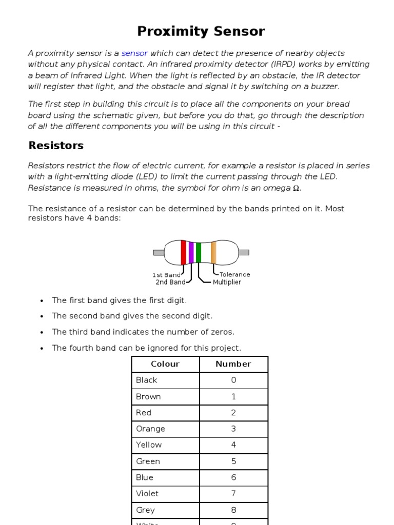 Proximity Sensor: Resistors | PDF | Integrated Circuit | Resistor