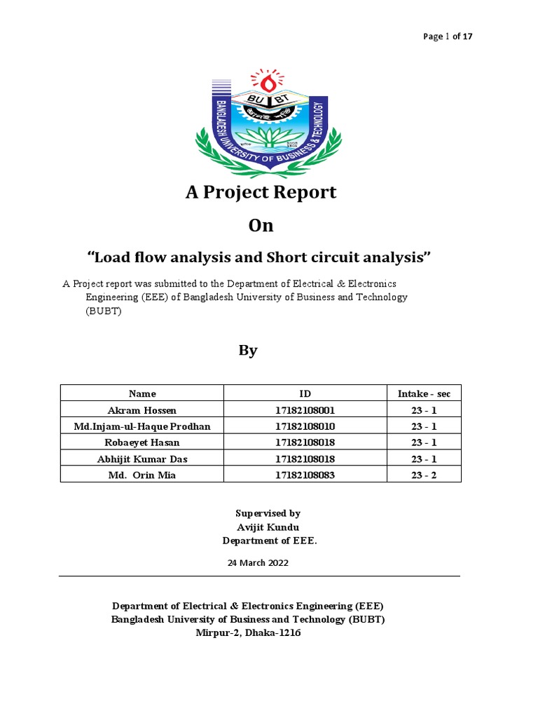 Load Flow and Short Circuit Analysis Report | PDF | Electrical ...
