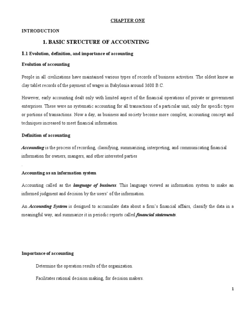 Basic Structure of Accounting 1: Chapter One | PDF | Equity (Finance ...