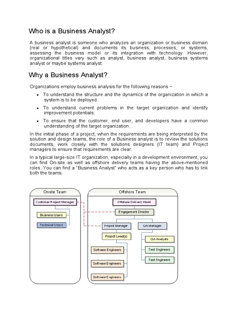 Who Is A Business Analyst | PDF | Software Testing | Business Analysis