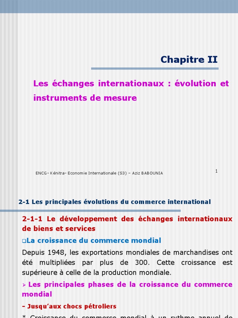 Évolution des échanges internationaux | PDF | Échange international ...