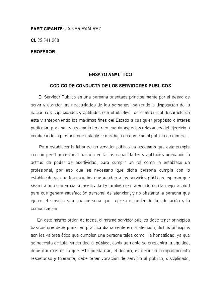 Codigo de Conducta de Los Servidores Publicos | PDF | Comportamiento | Las emociones