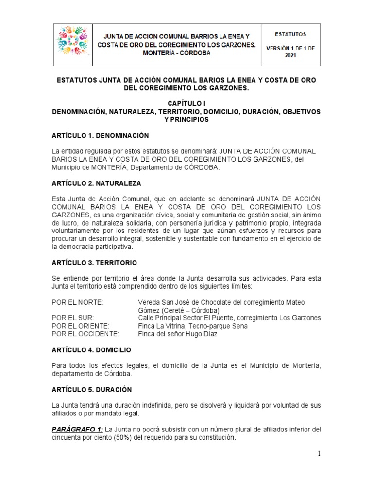 Modelo Estatutos Junta de Accion Comunal | PDF | Presupuesto | Comisión Europea