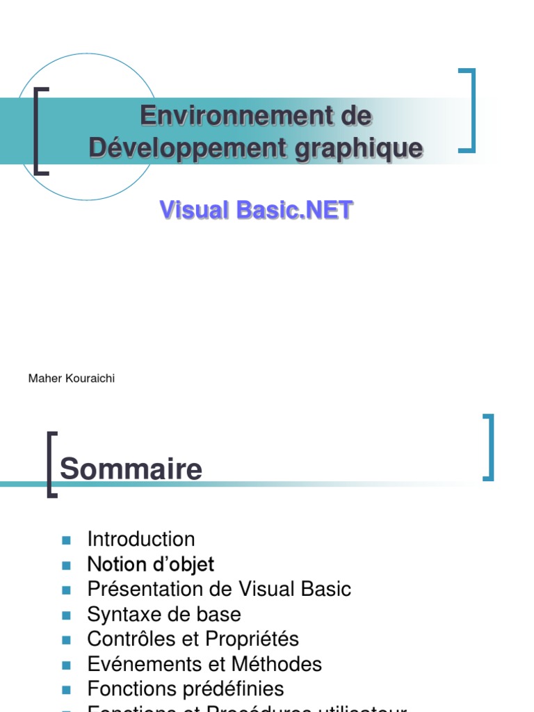 Introduction à Visual Basic.NET et Programmation Orientée Objet | PDF | Structure de contrôle ...