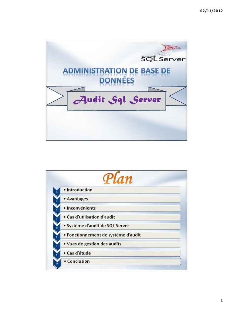 Audit SQL Server | PDF | Microsoft SQL Server | Serveur (Informatique) Audit SQL Server | PDF | Microsoft SQL Server | Serveur (Informatique)