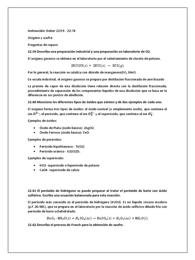 Ejercicios Química N7 | PDF | Ácido sulfúrico | Redox