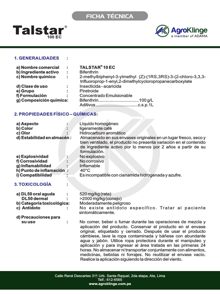 TALSTAR | PDF | Agua | Química