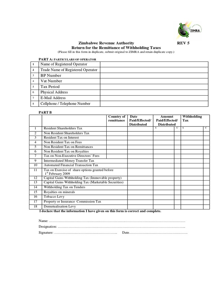 Rev5 - Return For The Remittance of Withholding Tax 2 | PDF