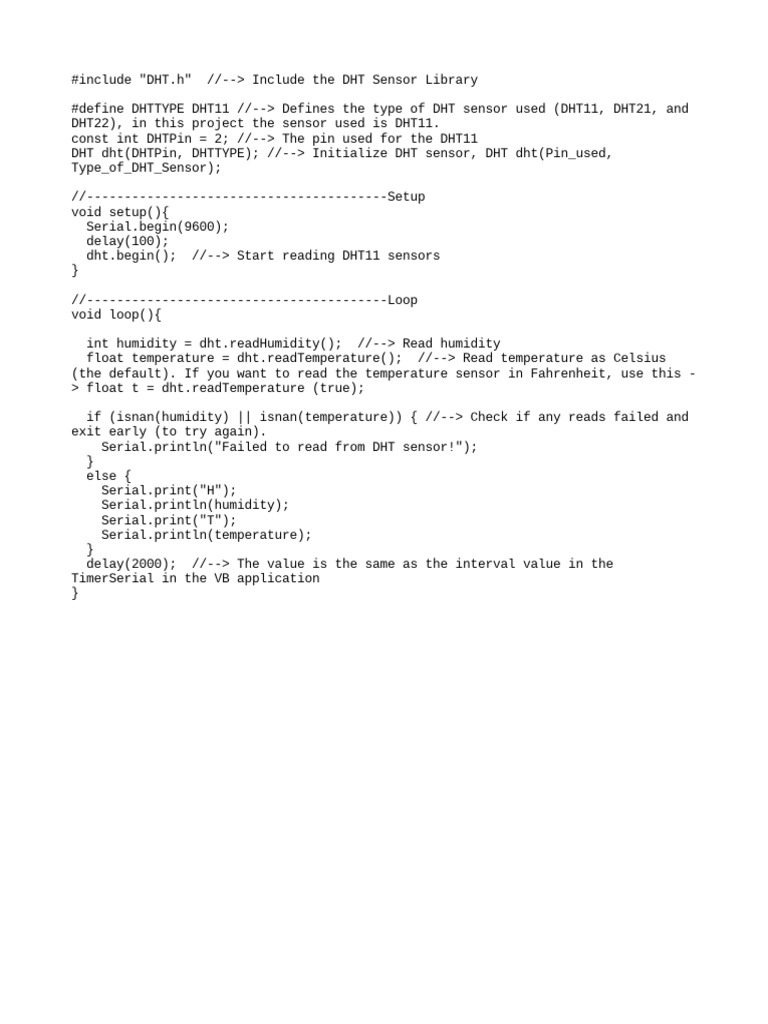 VB NET DHT11.ino | PDF