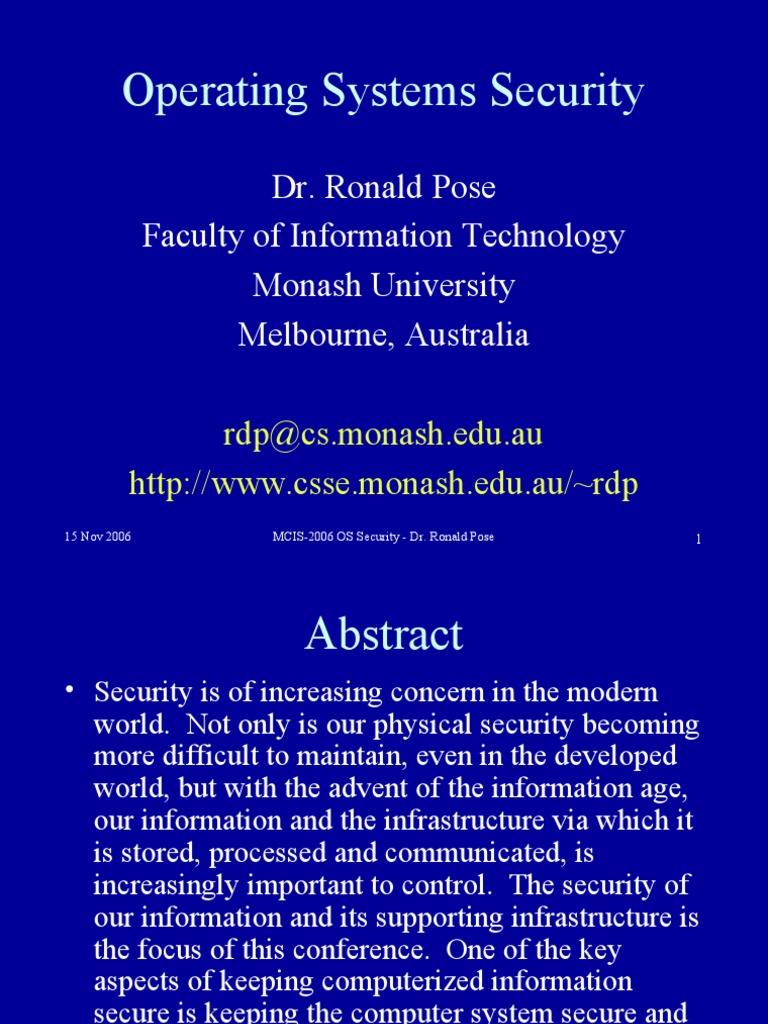 OS Security Overview by Dr. Pose | PDF | Operating System | Access Control
