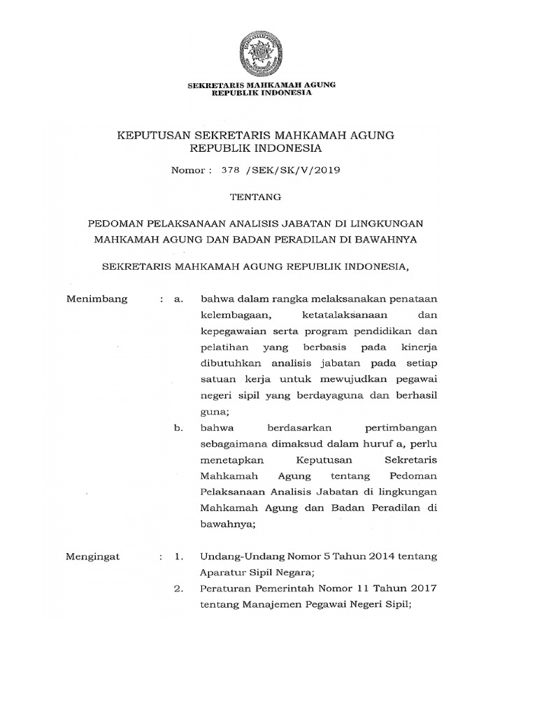 SK SEKMA NOMOR 378-SEK-SK-V-2019 Tentang Pedoman Pelaksanaan Analisis ...