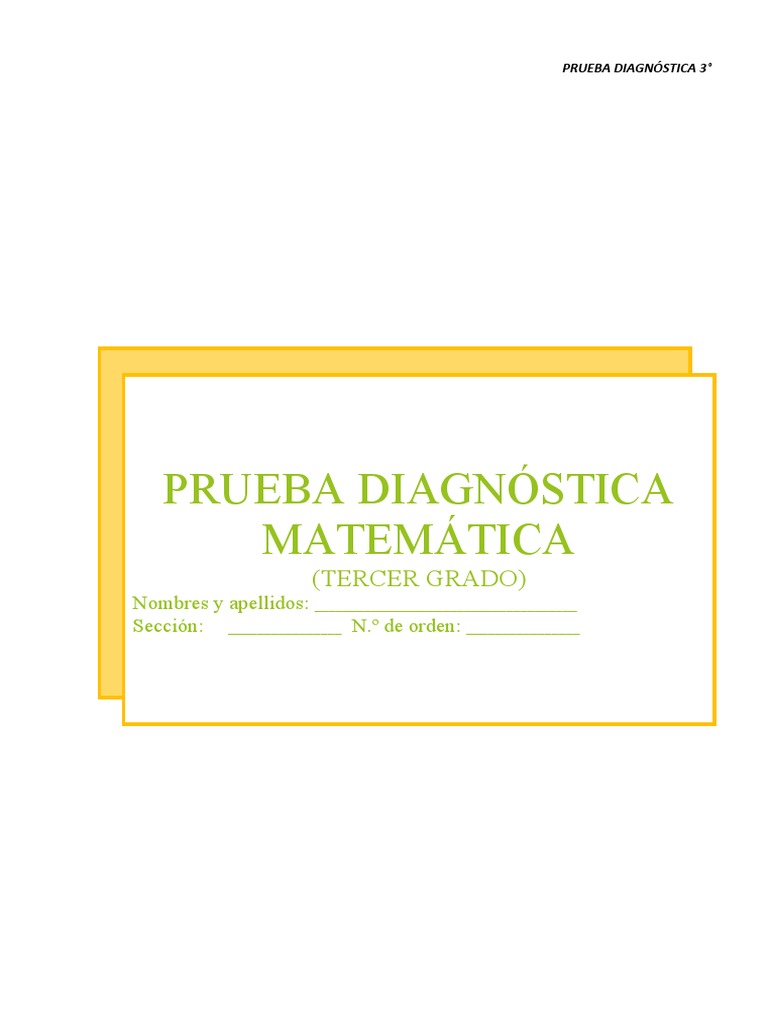 Prueba Diagnóstica Matemáticas 3° | PDF