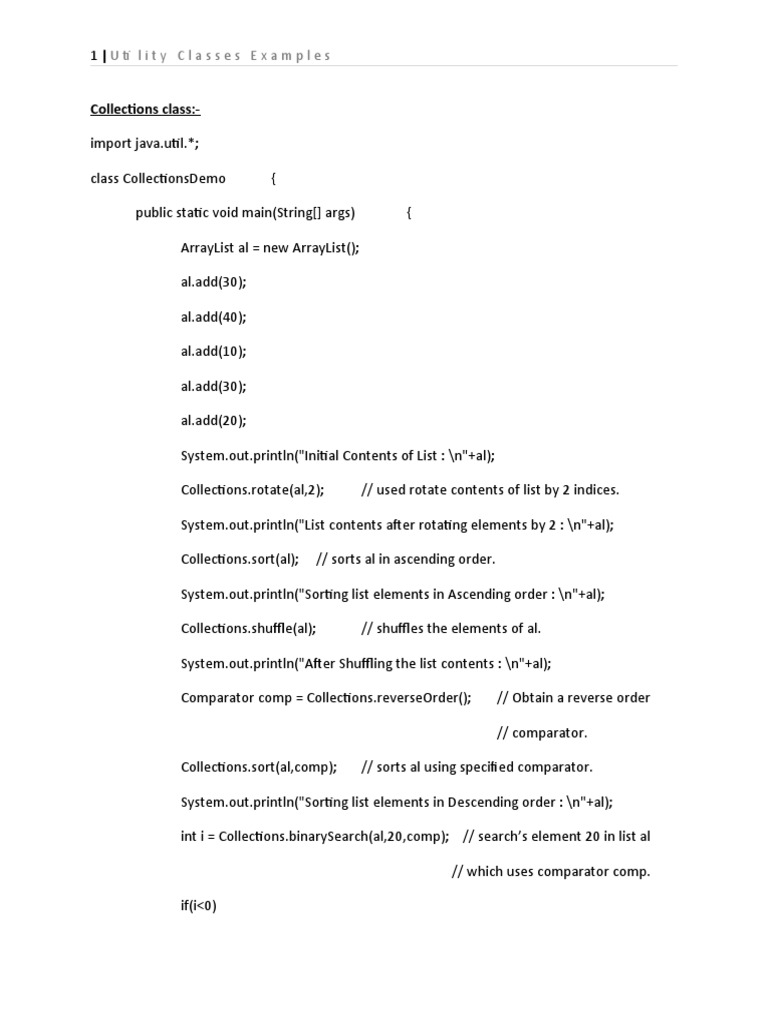 Collections Class:-: Utility Classes Examples | Download Free PDF ...