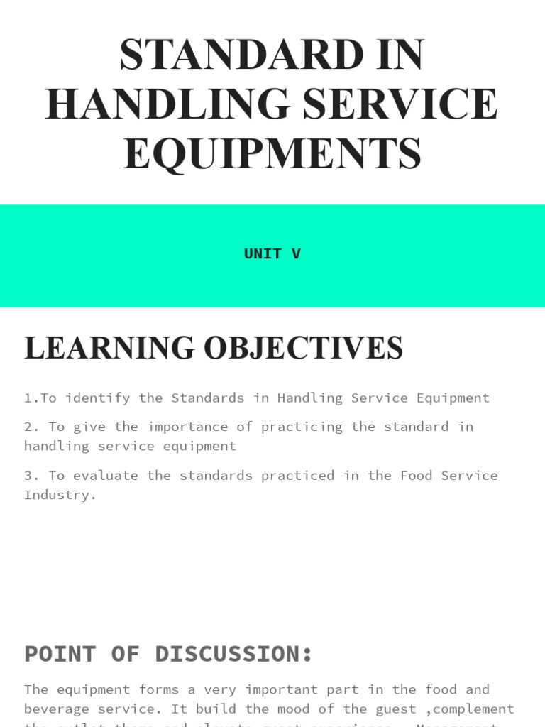 Standards for Handling Service Equipment | PDF
