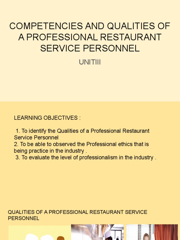 Competencies and Qualities of A Professional Restaurant Service ...