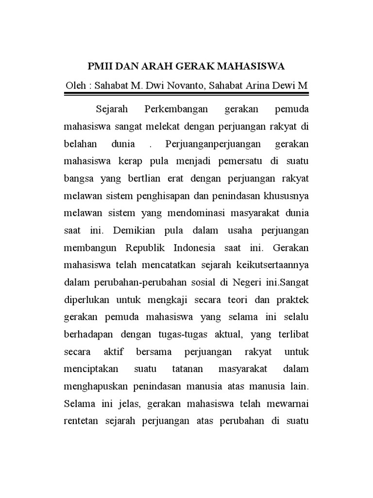 Pmii Dan Arah Gerak Mahasiswa | PDF