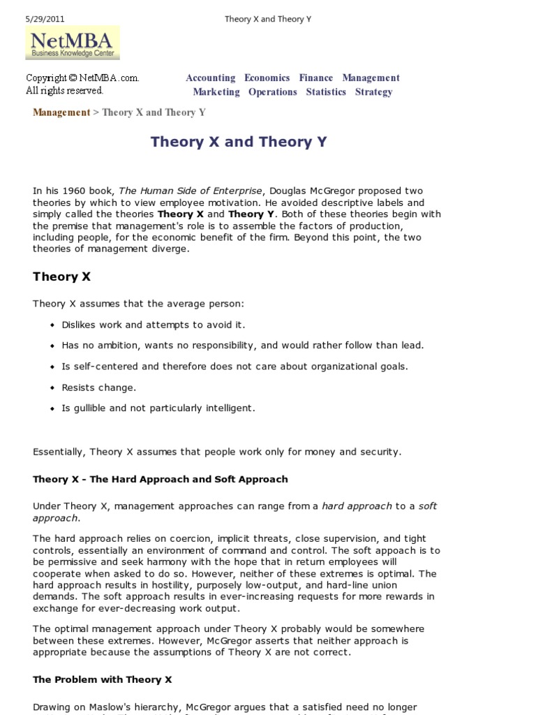 Theory X and Theory Y | PDF