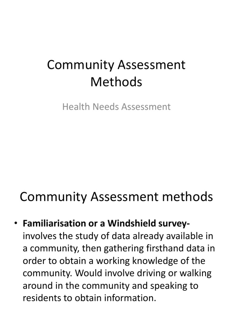 Community Assessment Methods | PDF | Community | Needs Assessment