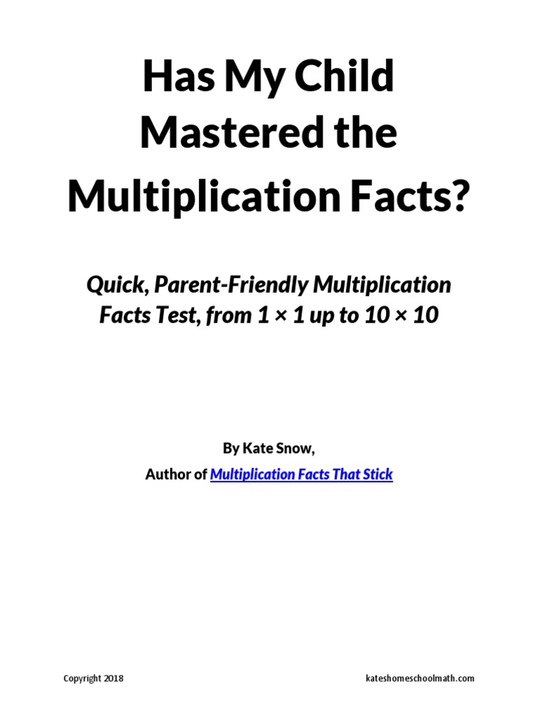 Has My Child Mastered The Multiplication Facts? | PDF | Multiplication ...