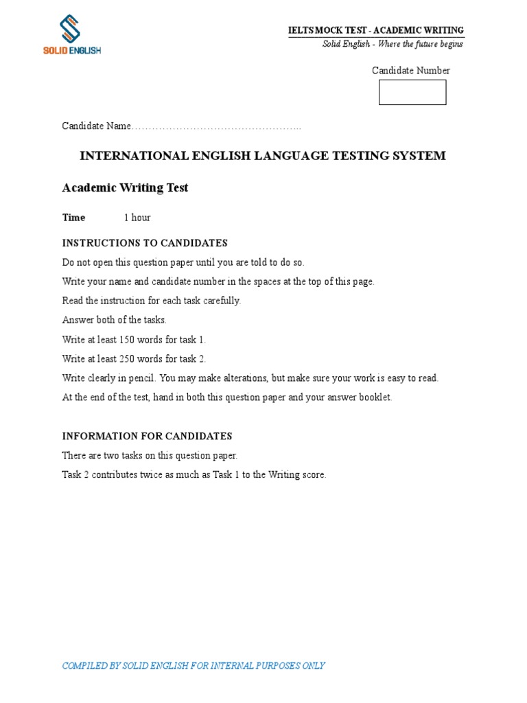 IELTS Academic Writing Mock Test | PDF | International English Language ...