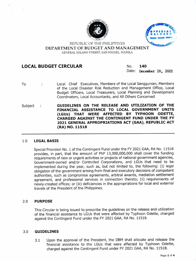 Local Budget Circular No 140 | PDF | Government | Economies