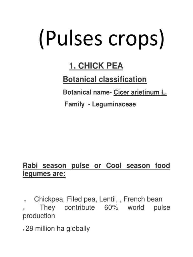 (Pulses Crops) : 1. Chick Pea | PDF | Sowing | Chickpea