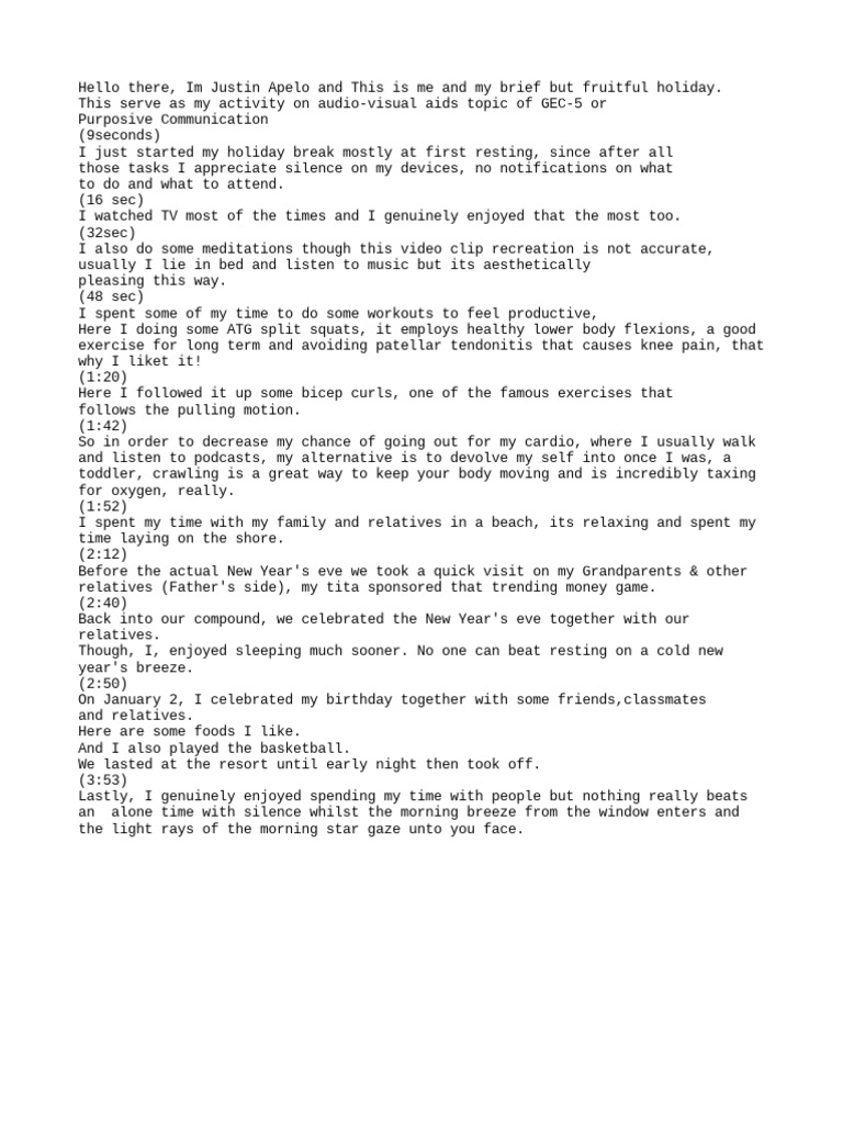 Gec5 Audio Visual Script | PDF | Art | Wellness