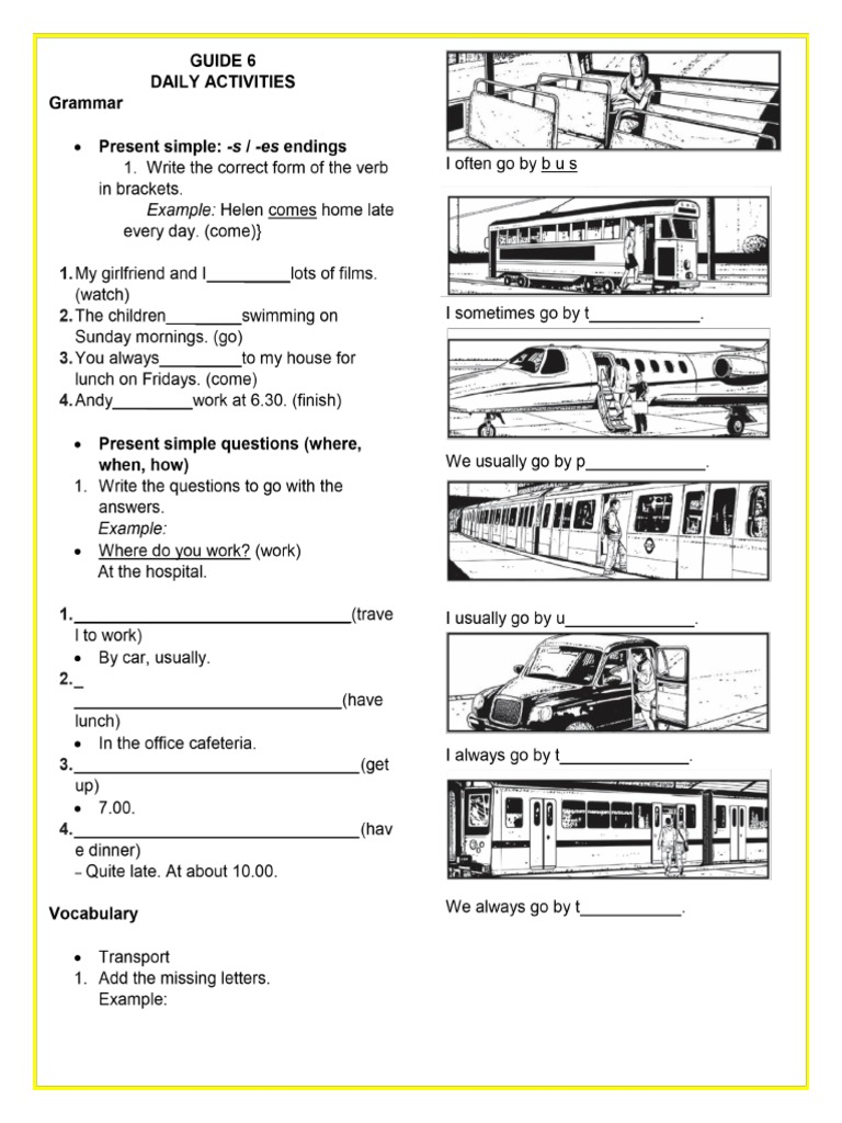 Activity 6 Daily Activities | PDF | Language Arts & Discipline ...